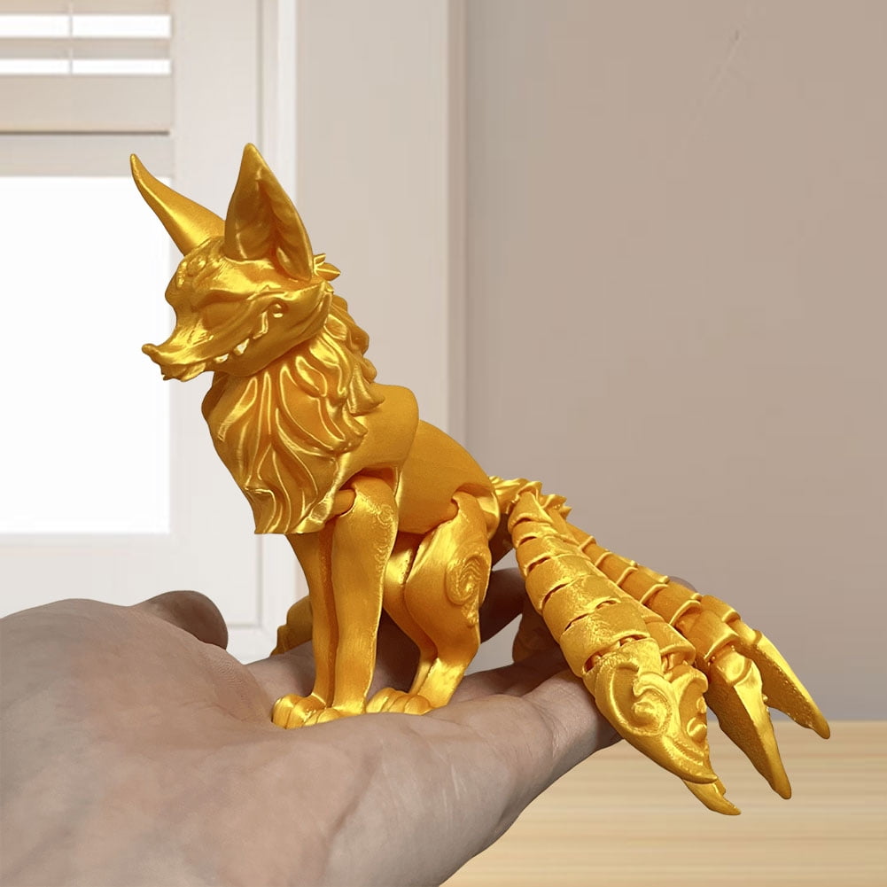 HBASD 7.09in/18cm 3D Printed Nine-Tailed Model, Posable Fox Fidget Toy ...