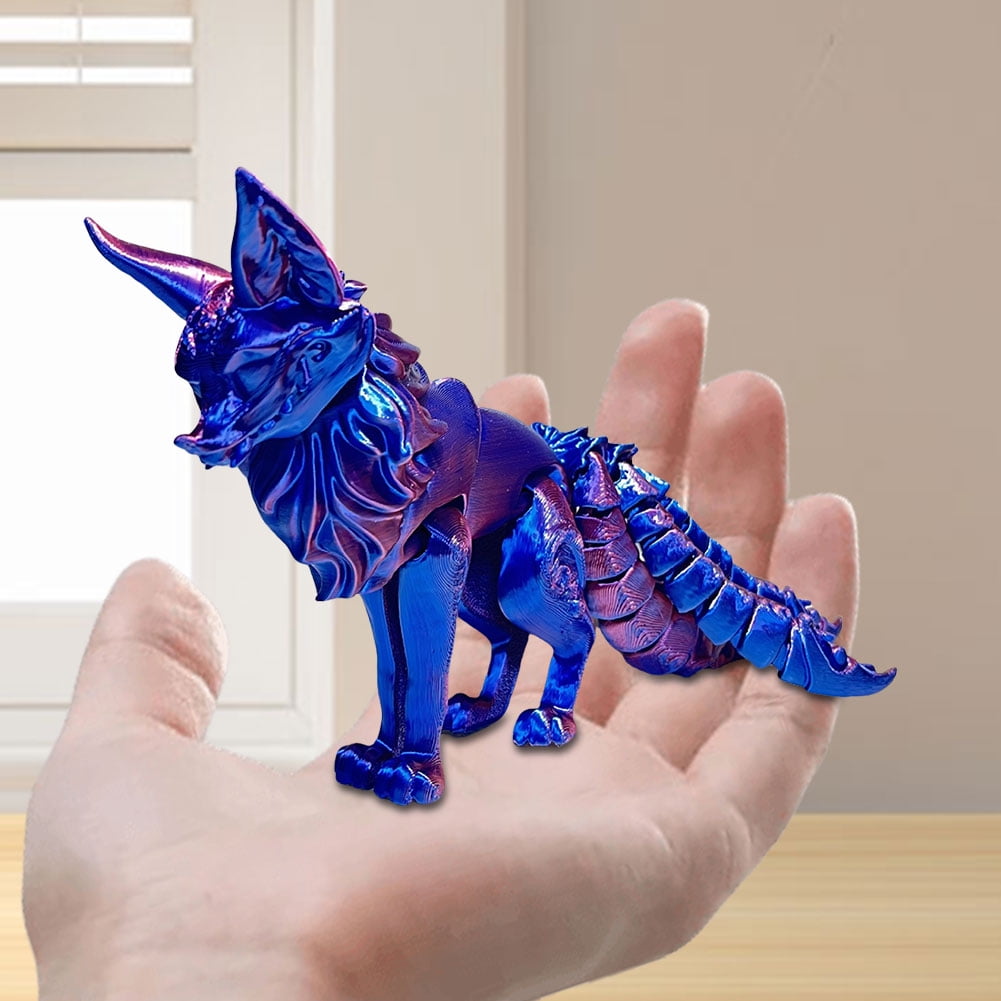 HBASD 7.09in/18cm 3D Printed Nine-Tailed Model, Posable Fox Fidget Toy ...