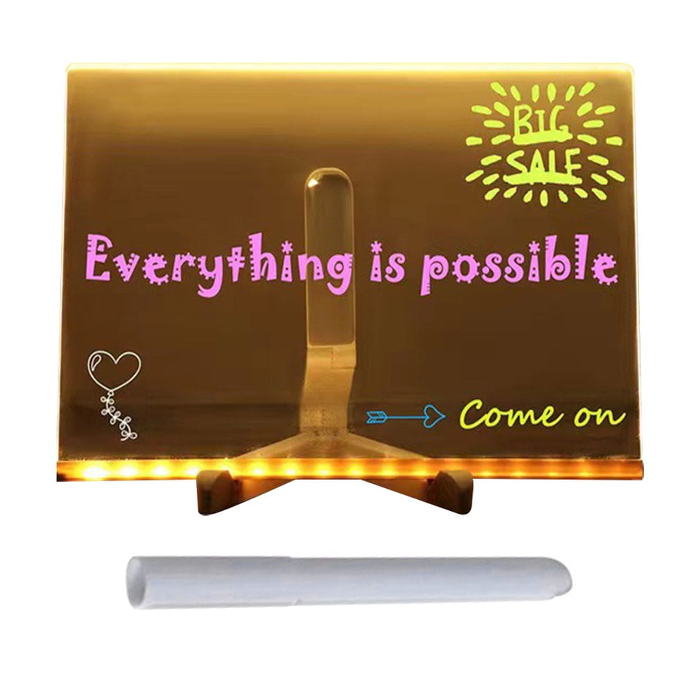 HBASD Acrylic Dry Erase Board Led Light Up Message Board Night Light ...