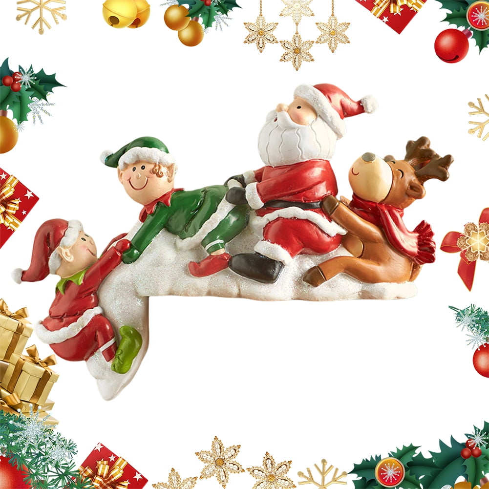 HBASD Christmas Cute Santa Claus Figurines, Miniature Art Craft for ...