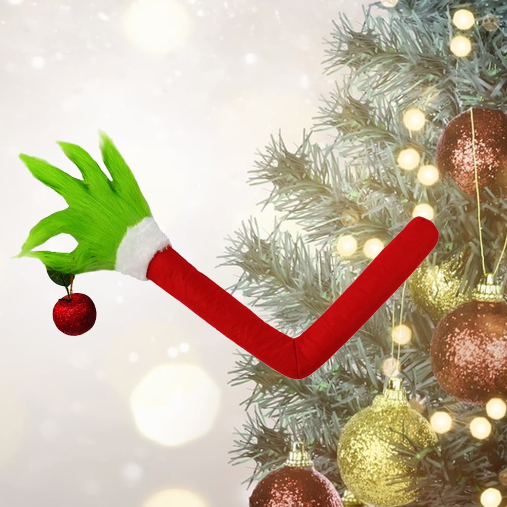 HBASD Christmas Green Plush Arms Tree Decorations, Furry Green Monster ...