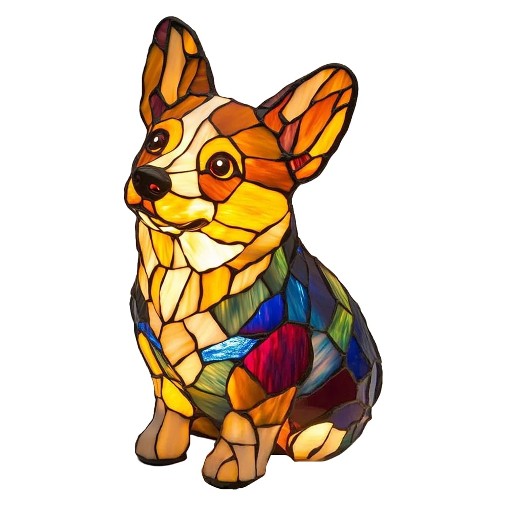 HBASD Corgi Lamp Stained Lamp, Dogs Tabletop Lights Dog Night Lights, 5 ...