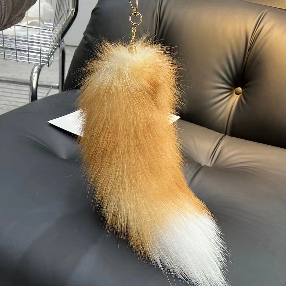 HBASD Fox Fake Tail Keychain 15.75inch Animal Tail Shaggy Faux Fur Tail ...