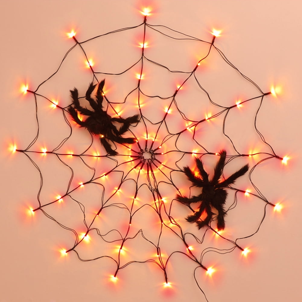 HBASD Halloween Decorations Spider Web Lights - 3.29FT Diameter 70 LEDs ...