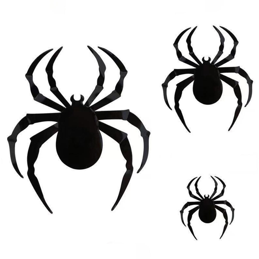 HBASD Halloween Scary 3D Spider Wall Decor Stickers, Waterproof Black ...