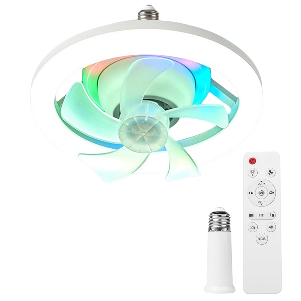 HBASD Led E27 Ceiling Fan With Light Rgb Ceiling Fan Remote Control Daily Lighting Supplies ...