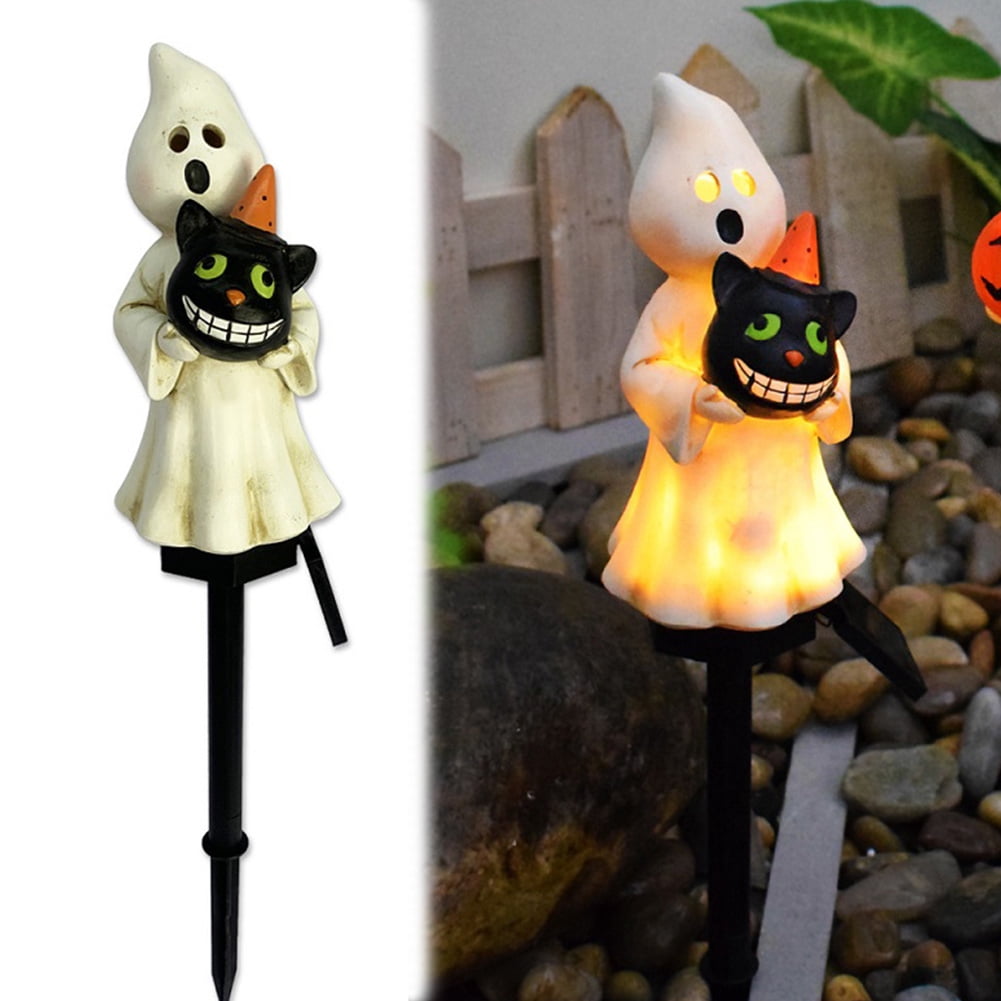 HBASD Outdoor Halloween Solar Cat Ghosts Pathway Marker Lights with ...