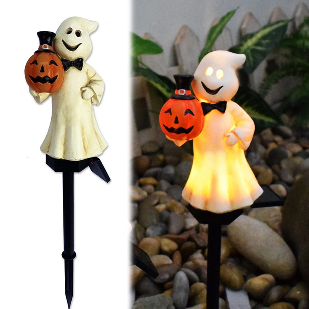HBASD Outdoor Halloween Solar Pumpkin Ghosts Pathway Marker Lights with ...