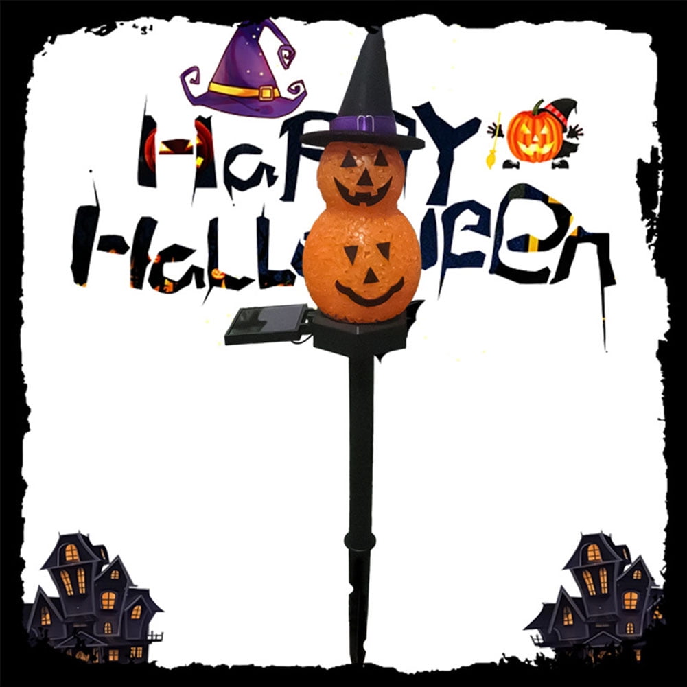 HBASD Outdoor Halloween Solar Pumpkin Wizard Hat Pathway Marker Lights ...