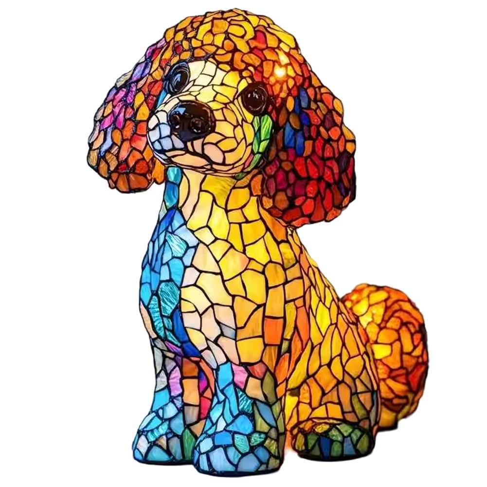 HBASD Poodle Lamp Stained Lamp, Dogs Tabletop Lights Dog Night Lights ...