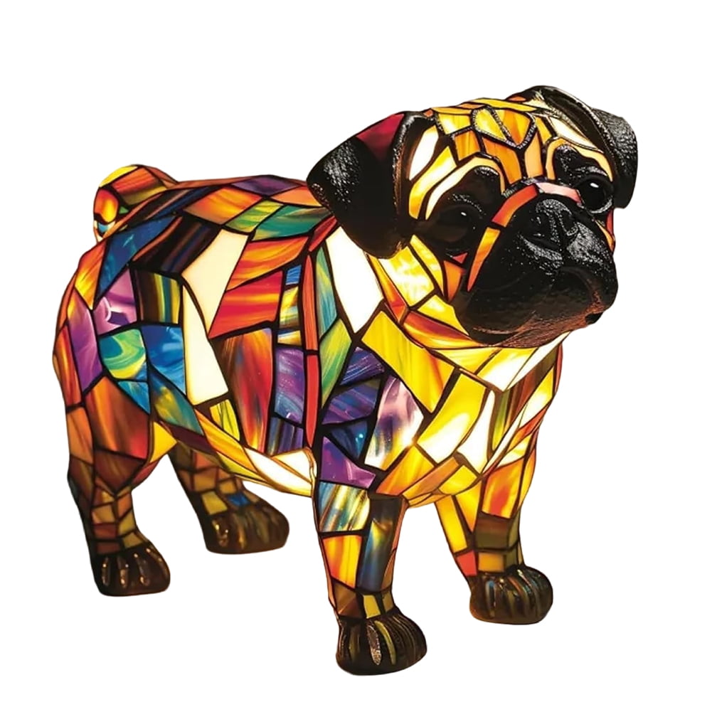 HBASD Pug Lamp Stained Lamp, Dogs Tabletop Lights Dog Night Lights, 5.9 ...