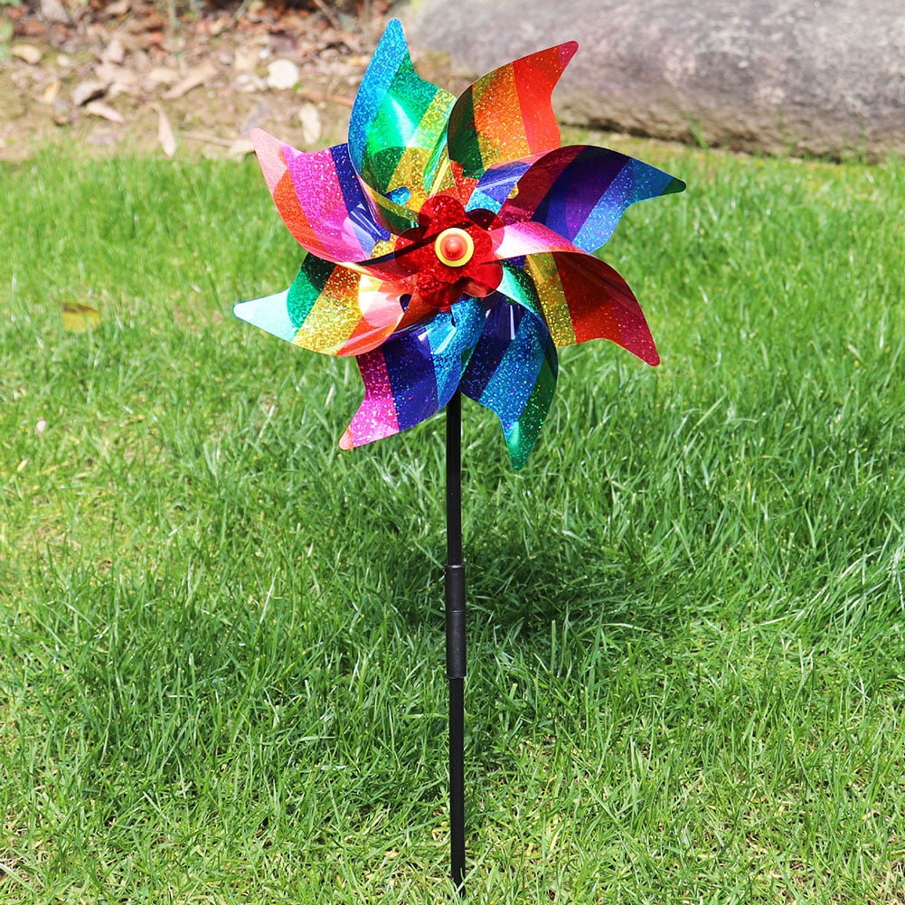 HBASD Reflective Pinwheels with Stakes, Extra Sparkly Pinwheel for ...