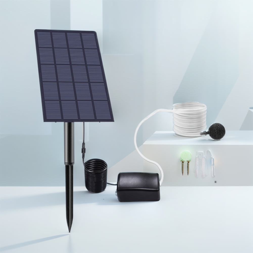 HBASD Solar Quiet Fish Tank Aerator Pump with 9.85ft Connecting Pipe ...