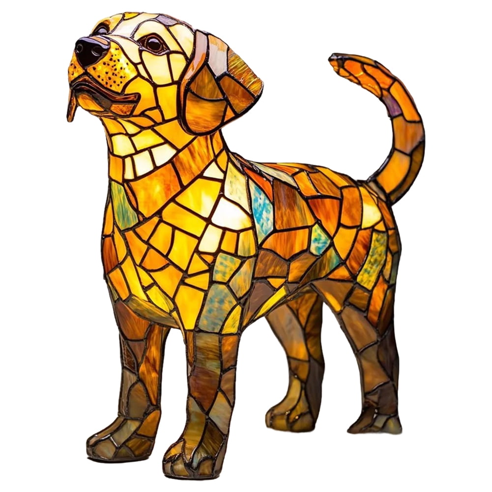 HBASD Stained Glass Labrador Lamp, Funny LED Lamp with Warm Ambient ...