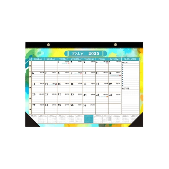 HBBKVI 18-Month Desk Calendar July 2025 to December 2026, 17x12 Inch ...