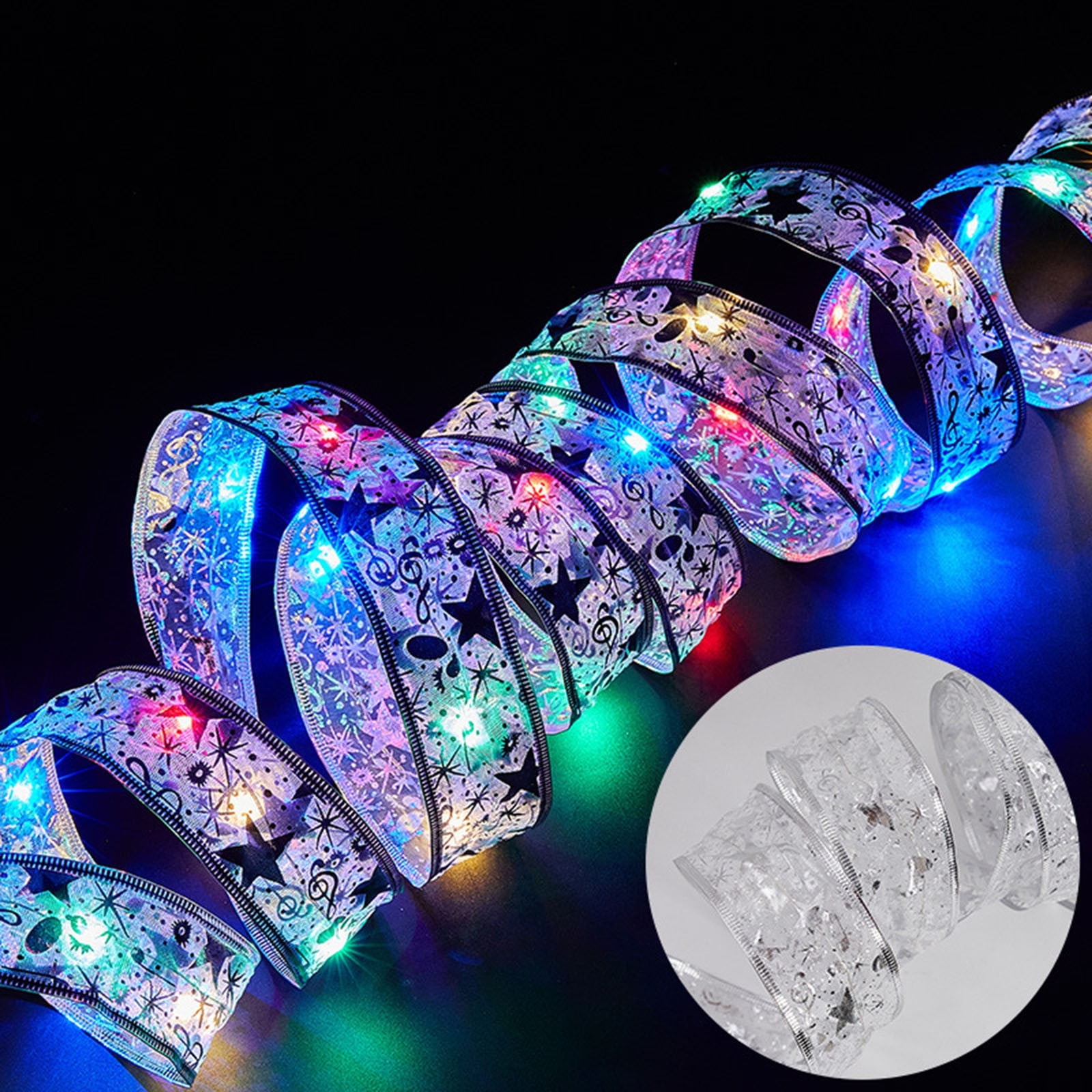 HBBKVI 18ft Christmas Ribbon, String Lights Ribbon for Crafts Wedding ...