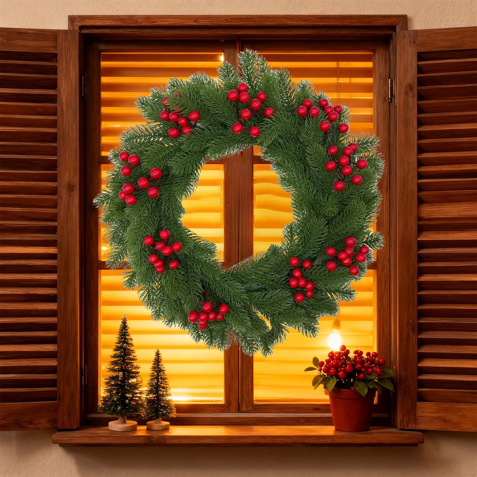 HBBKVI 20in Christmas Wreath Artificial Pine Door Decor Christmas ...