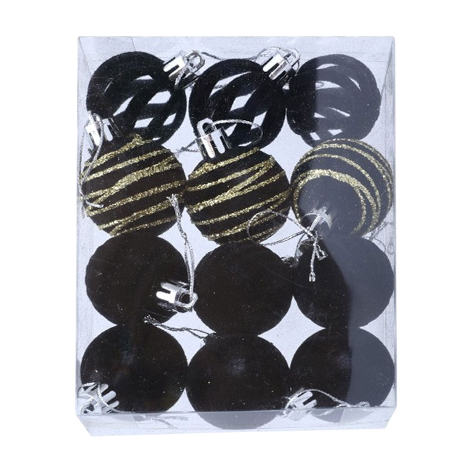 HBBKVI 24-Piece Flocked Christmas Ball Ornaments Set, Black Christmas ...