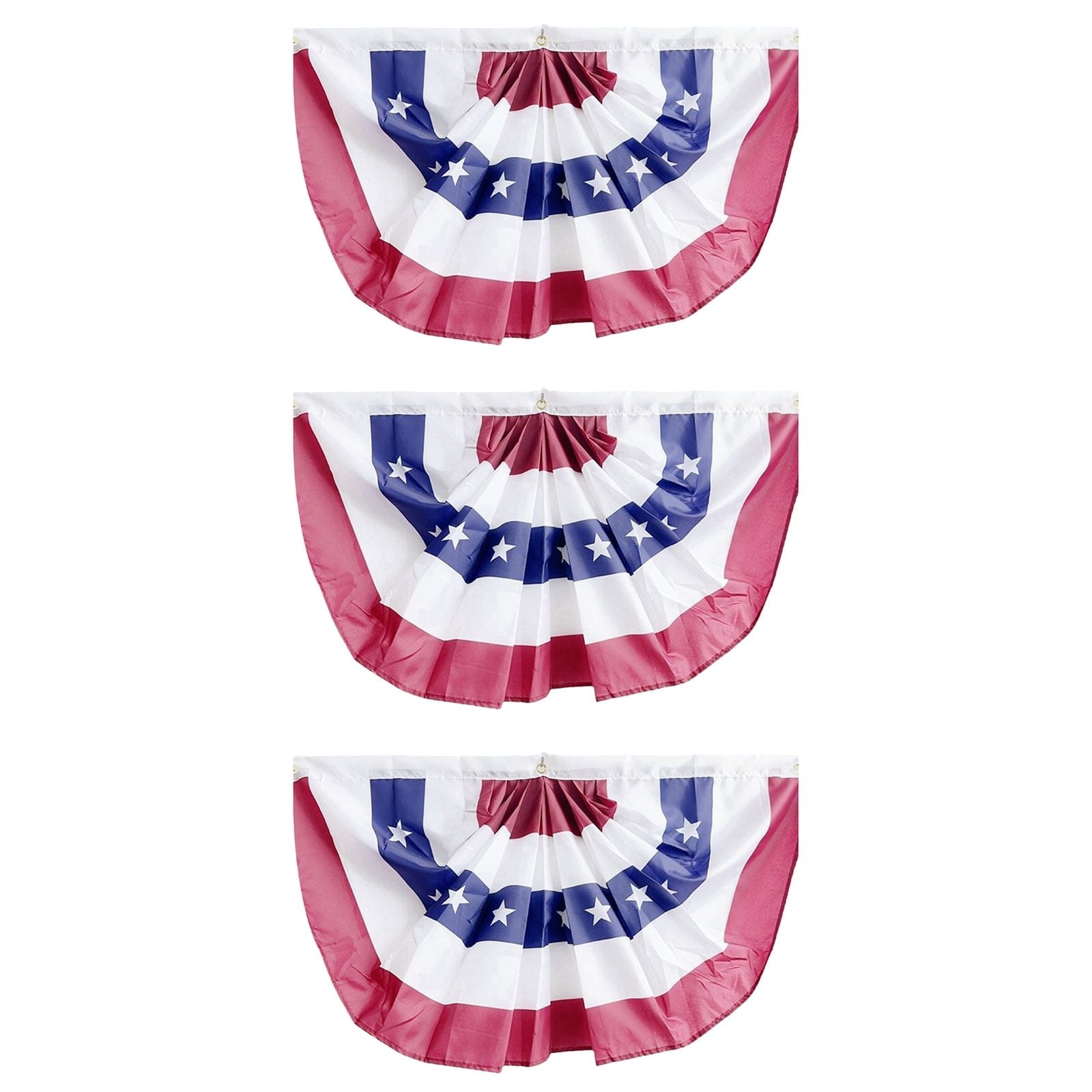 HBBKVI 3 Pack Pleated American Flag Bunting, 3x6 Feet USA Fan Flag for Outdoor, Independence Day ...