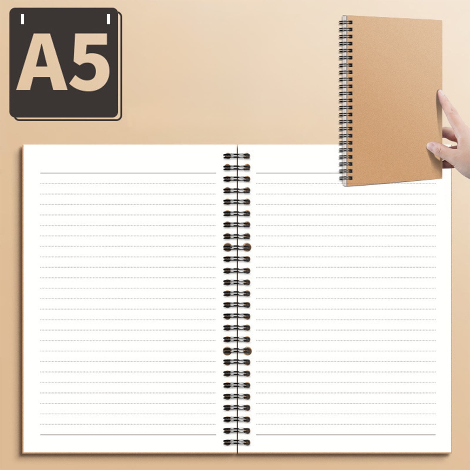 HBBKVI 4 Pack Notebook, A5 Kraft Paper Notebook Ordinary Exercise Book ...