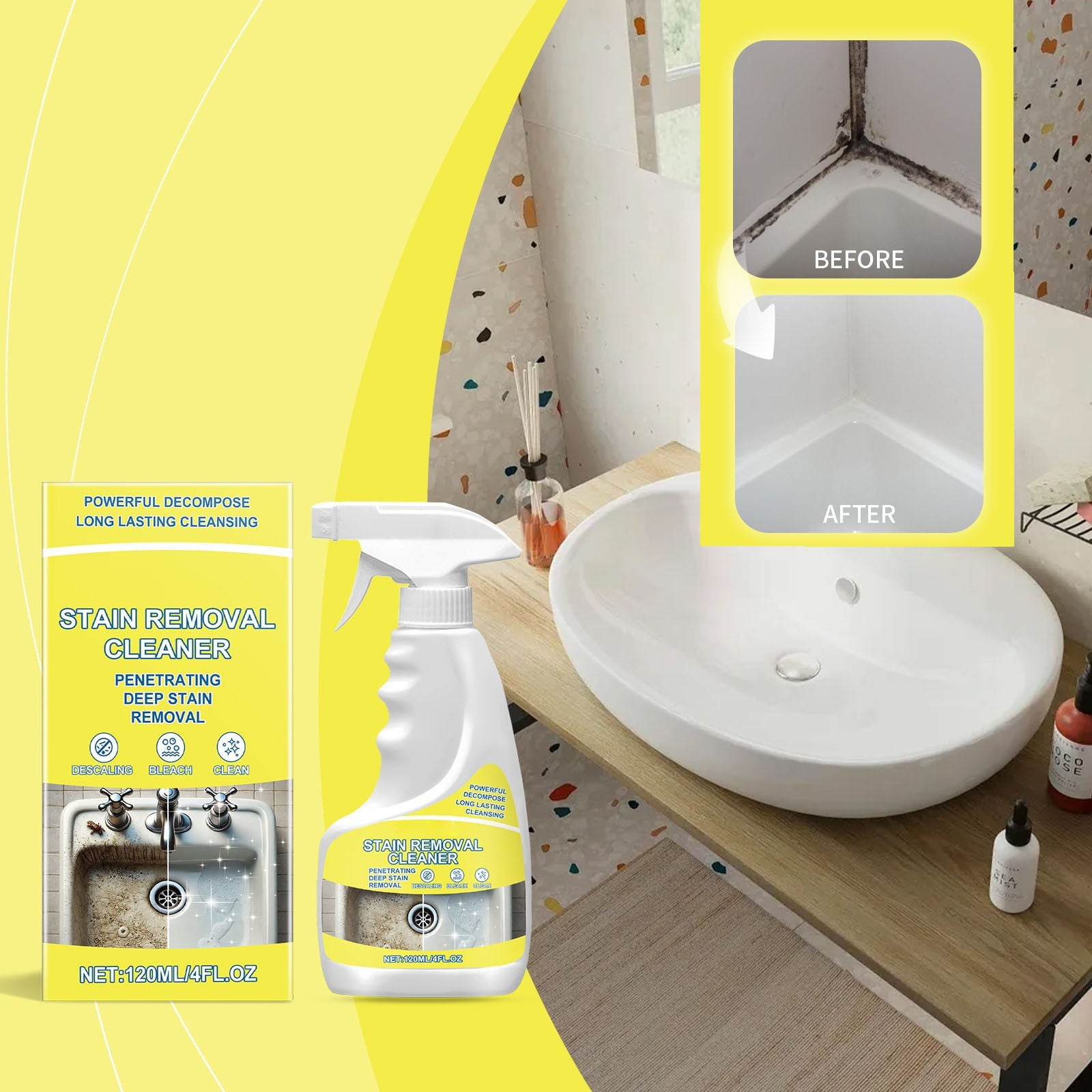 HBBKVI 4oz Household Tile and Grout Cleaner Detergent Household Tile ...