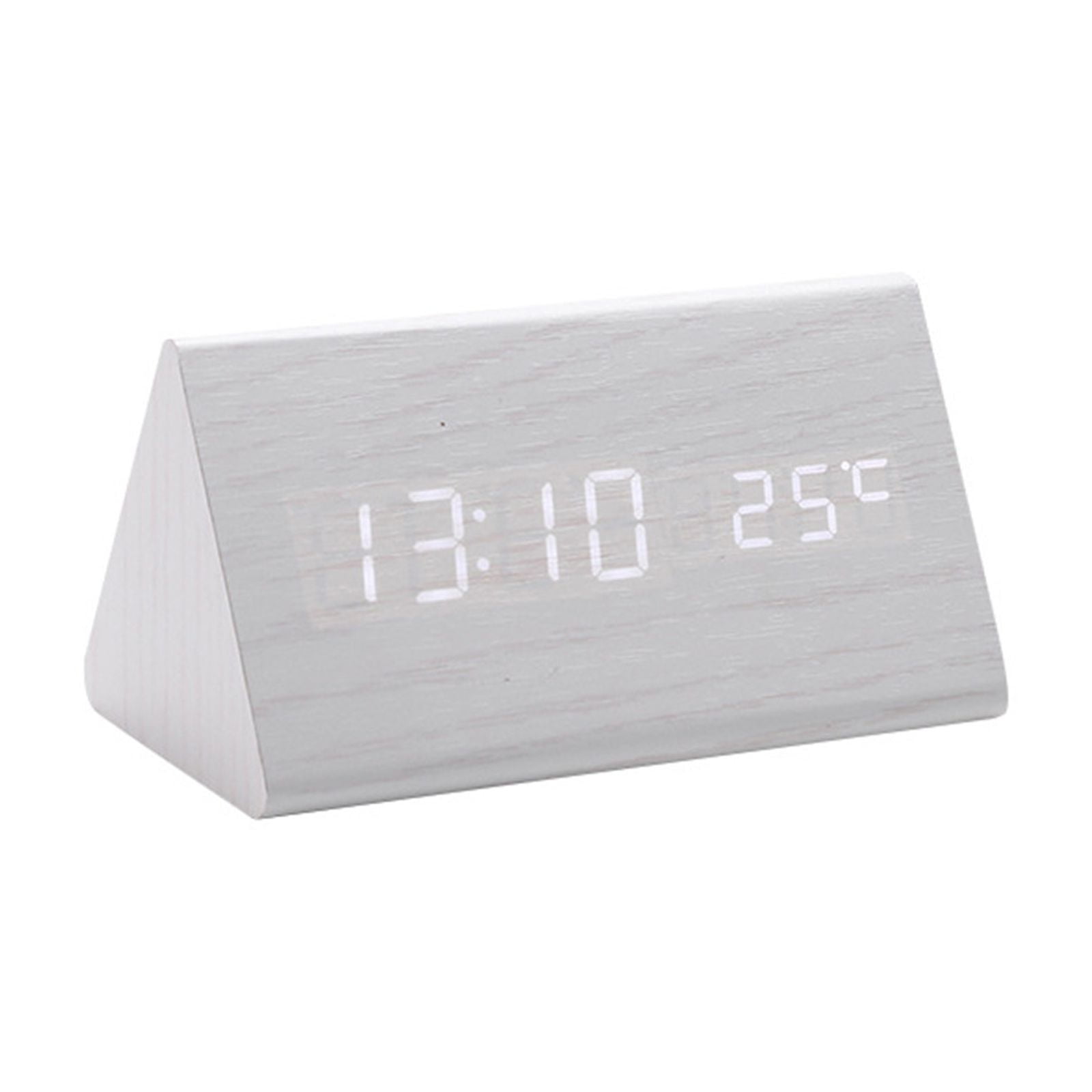 HBBKVI Alarm Clock, Wooden Triangular Digital Clock for Home Office ...