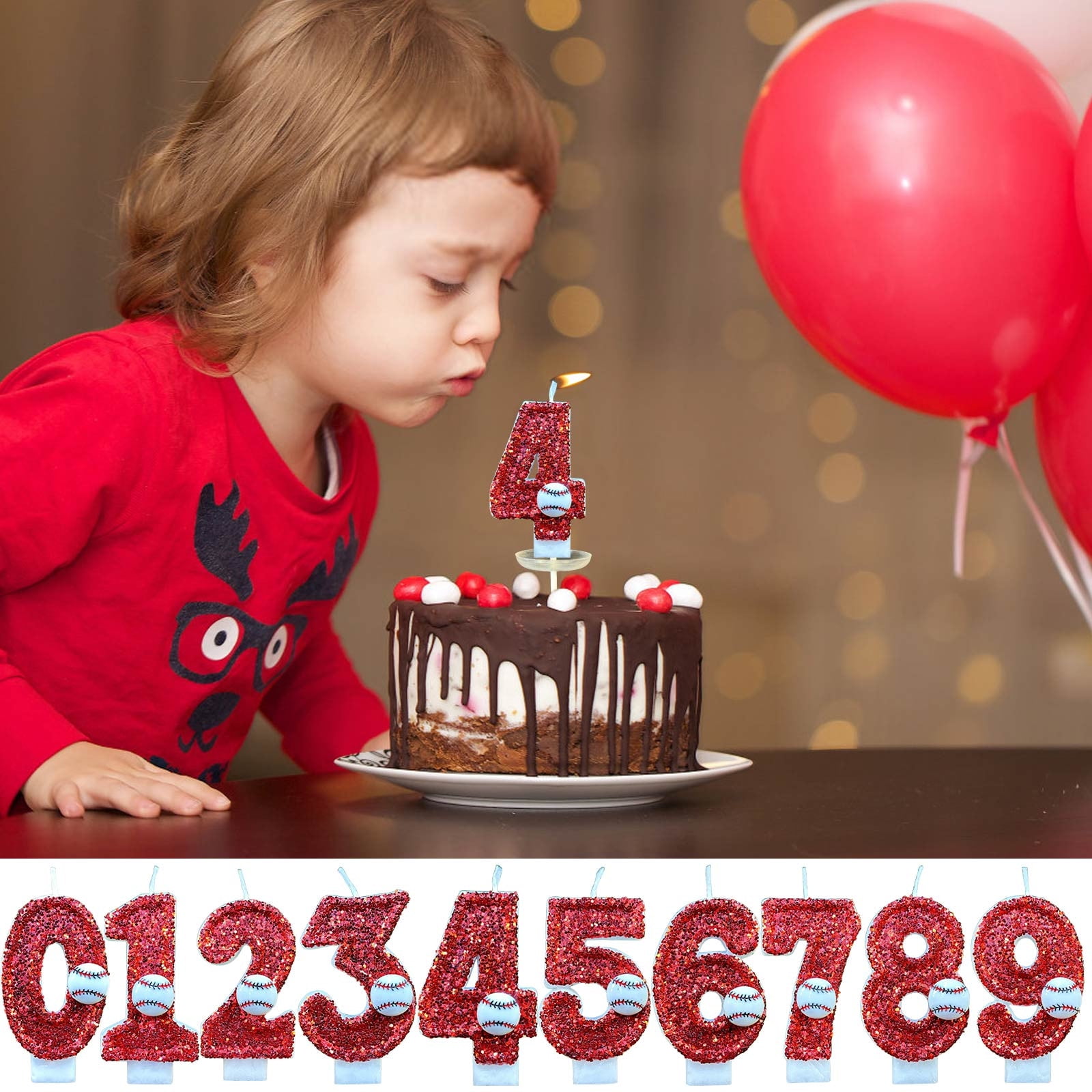 HBBKVI Baseball Birthday Candle 9th Baseball Cake Topper Decor Nine ...