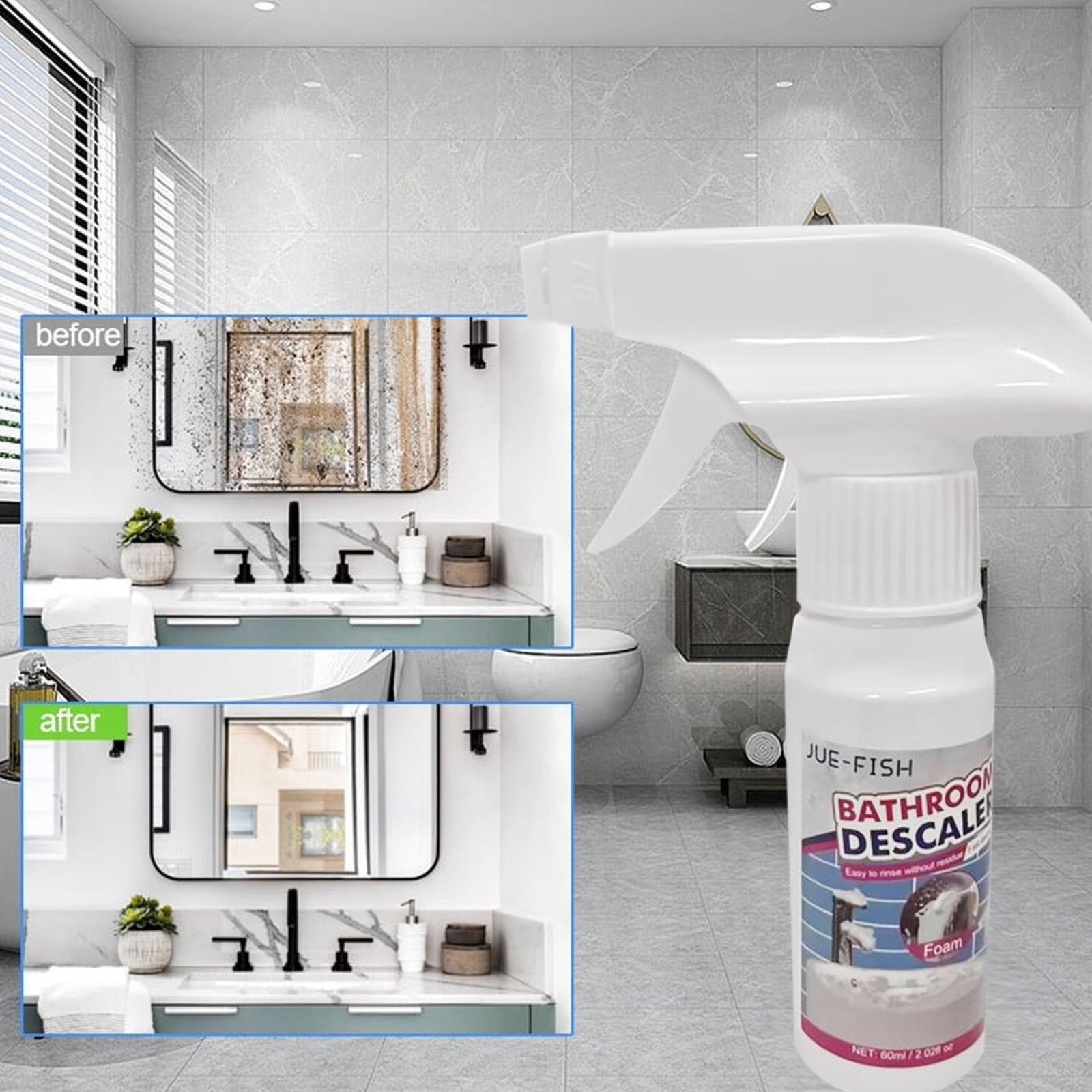 HBBKVI Bathroom Sink Cleaner Shower Glass Limescale Cleaner Stainless ...