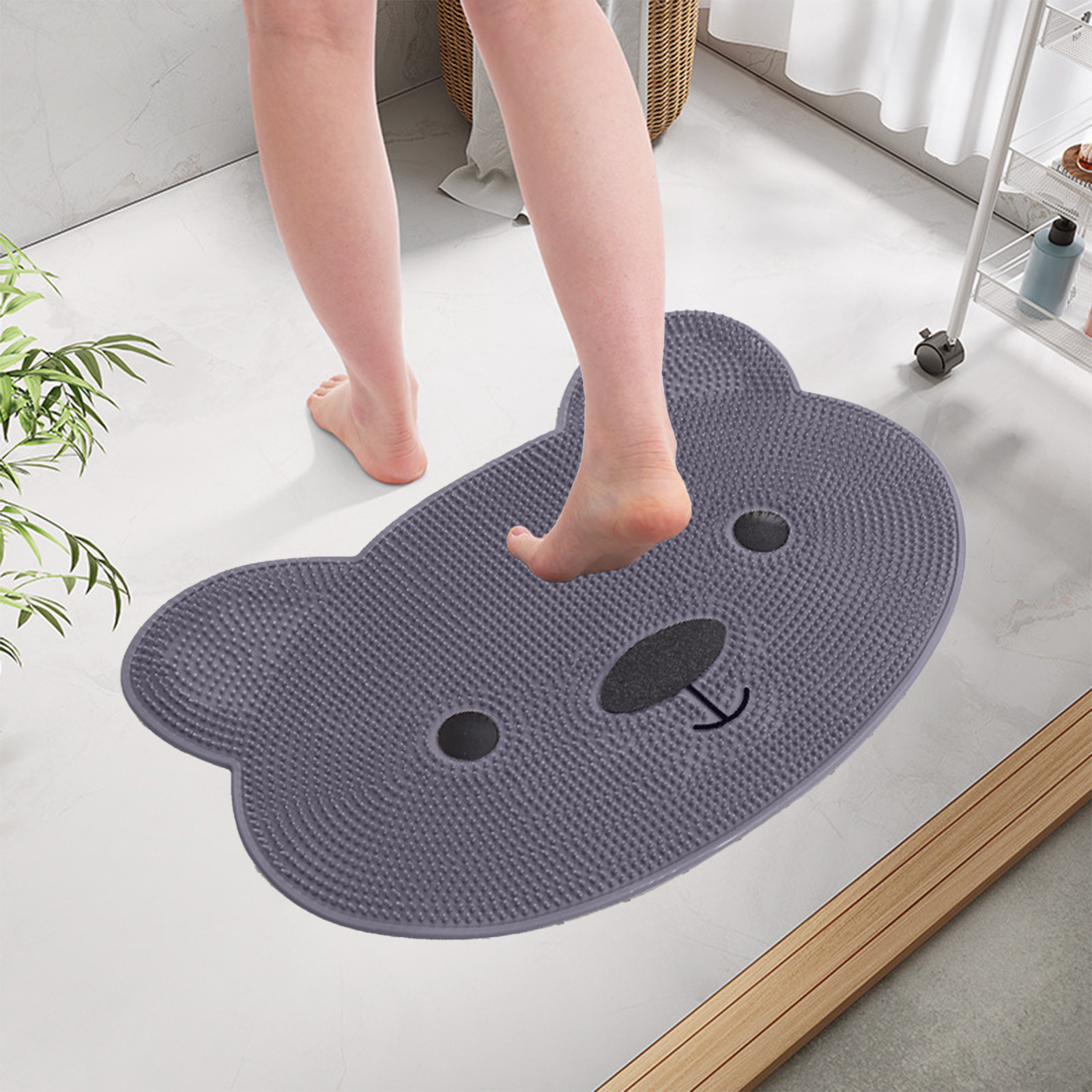 HBBKVI Bear Head Shaped Bath Rugs 14" × 20", Non-Slip Comfy Bath Mats ...