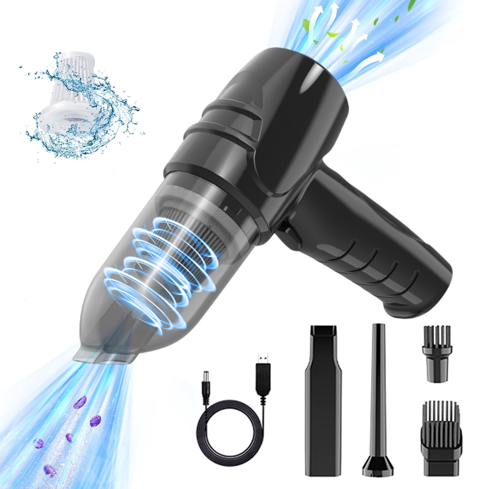 HBBKVI Car Mounted Wireless Vacuum Cleaner with Integrated Blowing and ...