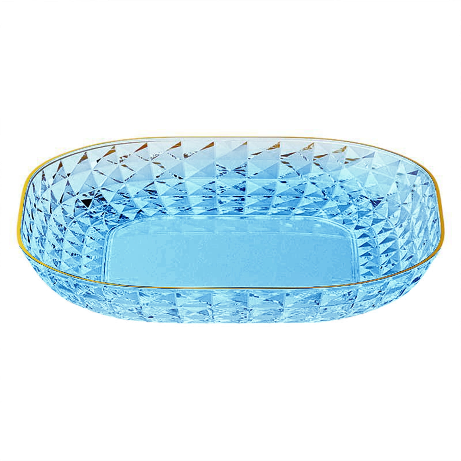 HBBKVI Clear Plastic Plates, 6" Rectangular Dessert Plates, Blue ...