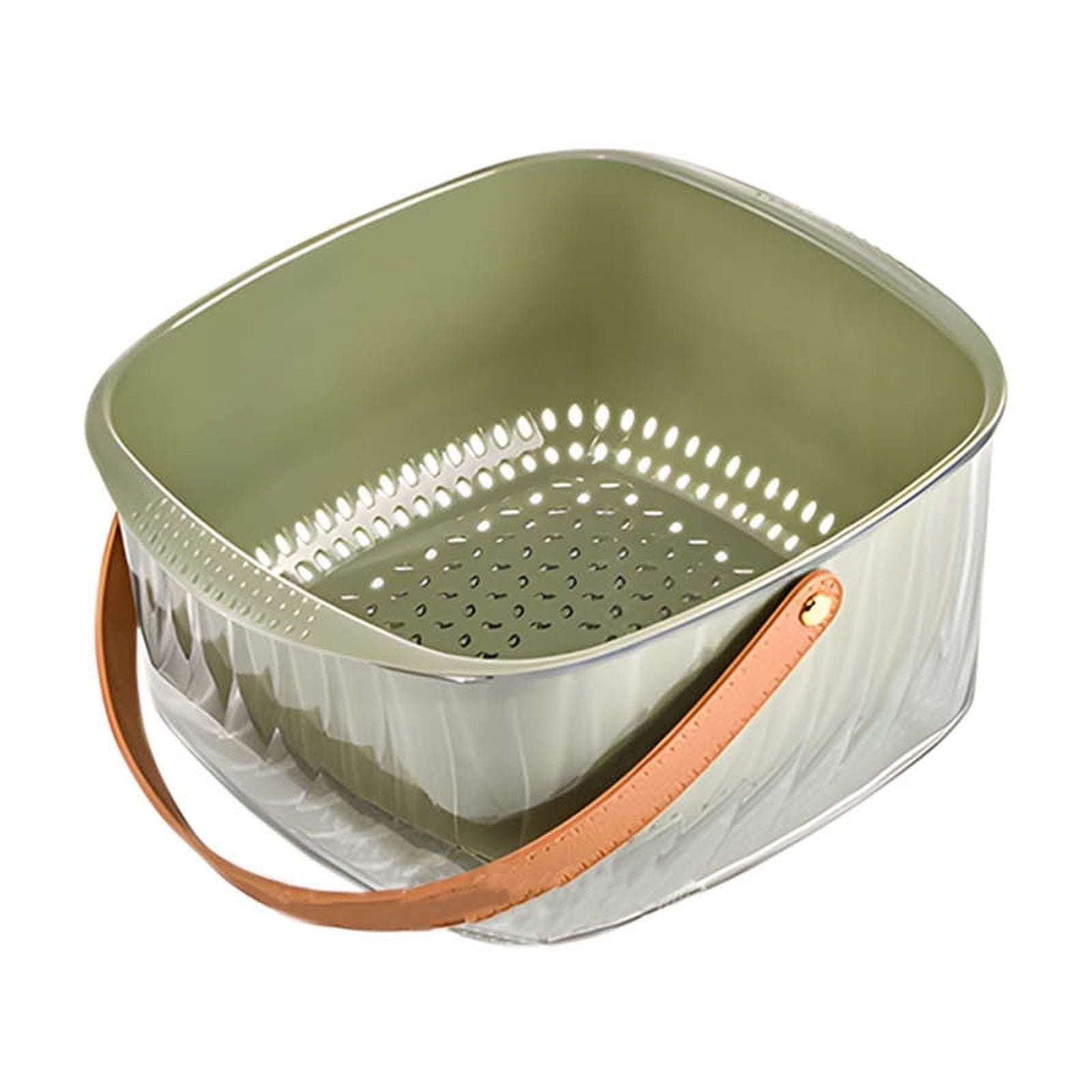 HBBKVI Double-Layer Colander with Handle, Fruit Vegetable Strainer for ...
