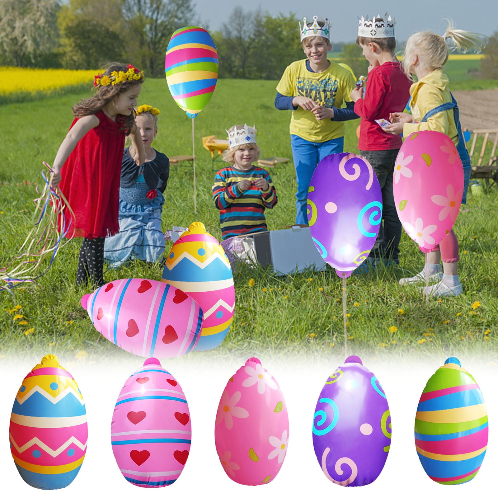 HBBKVI Easter Eggs, 40cm Outdoor Easter Inflatable Decorated Ball ...
