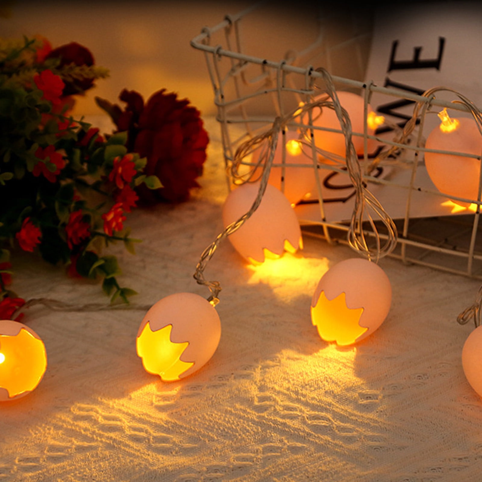 HBBKVI Easter Eggs, Led Easter Light String White Cracked Eggs Light String Colored Eggs Light ...