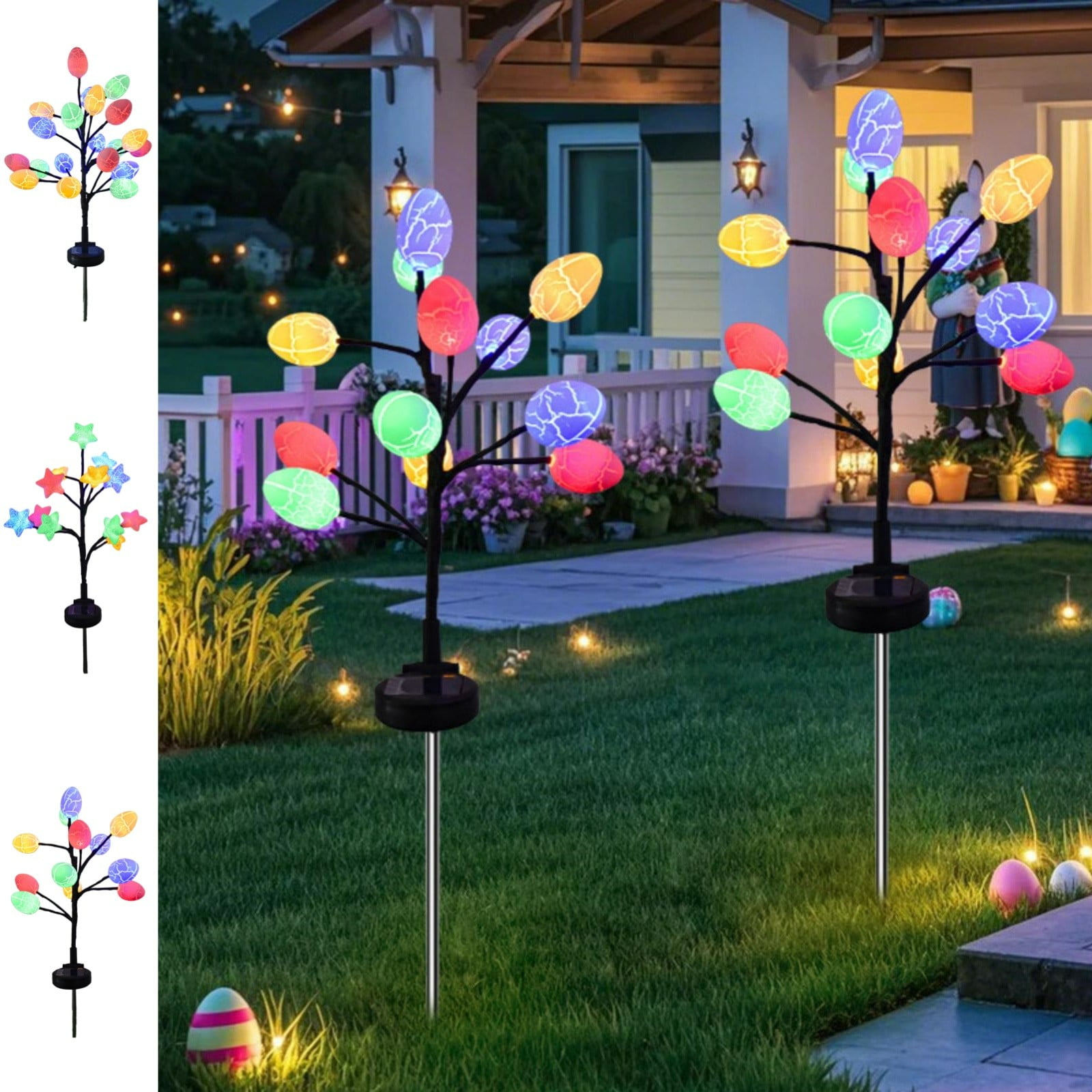 HBBKVI Easter Eggs, Outdoor Solar Easter Decoration 2 Sets LED Easter ...