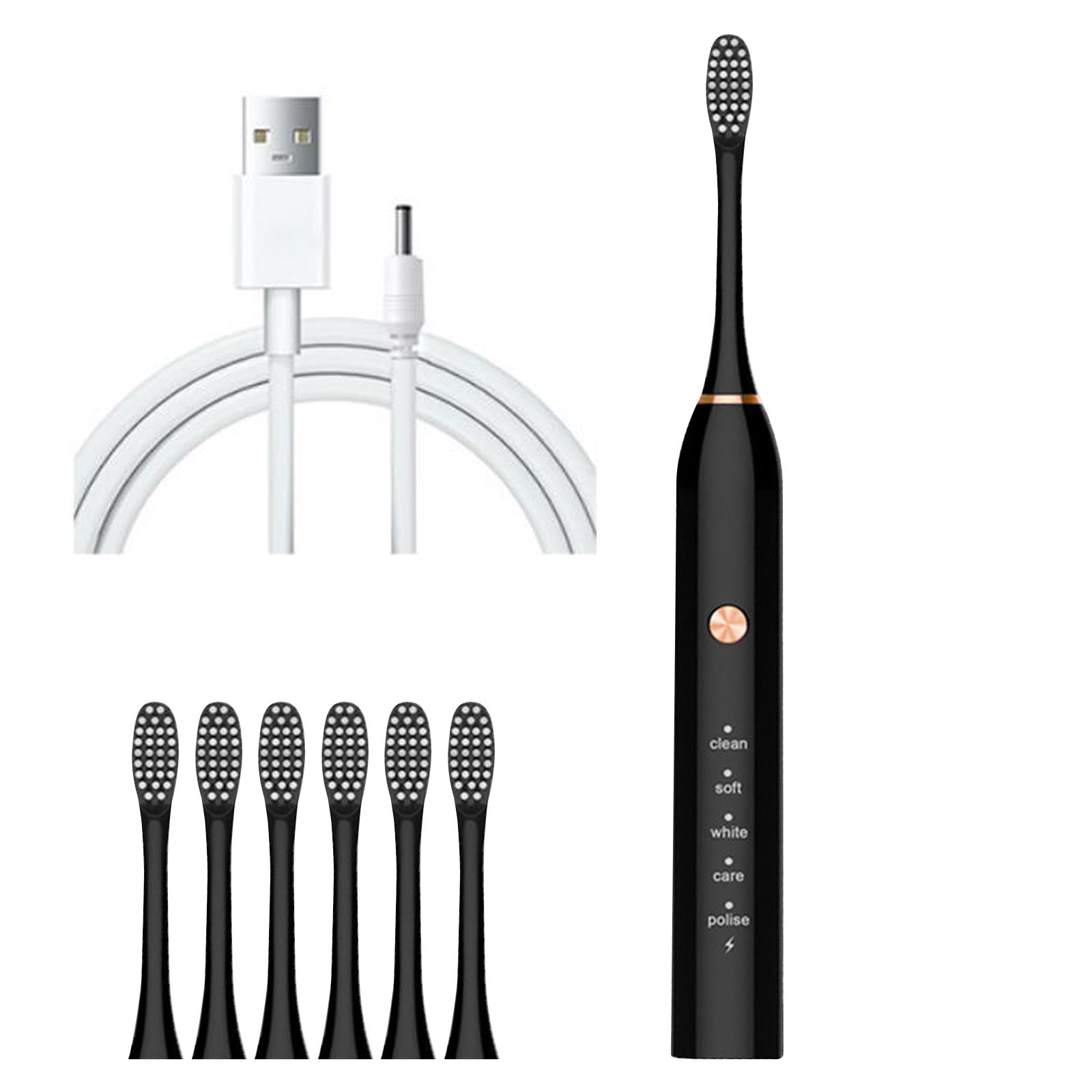 HBBKVI Electric Toothbrush, 6 Brush Heads 5-Speed Sonic Toothbrush for ...