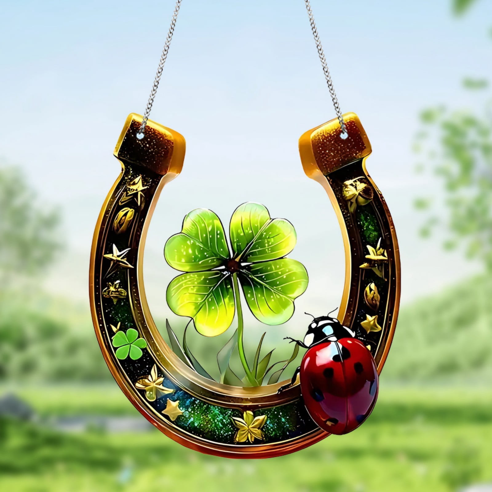 HBBKVI Fall Decor Four-leaf U-shaped Green Potted Pendant Acrylic ...