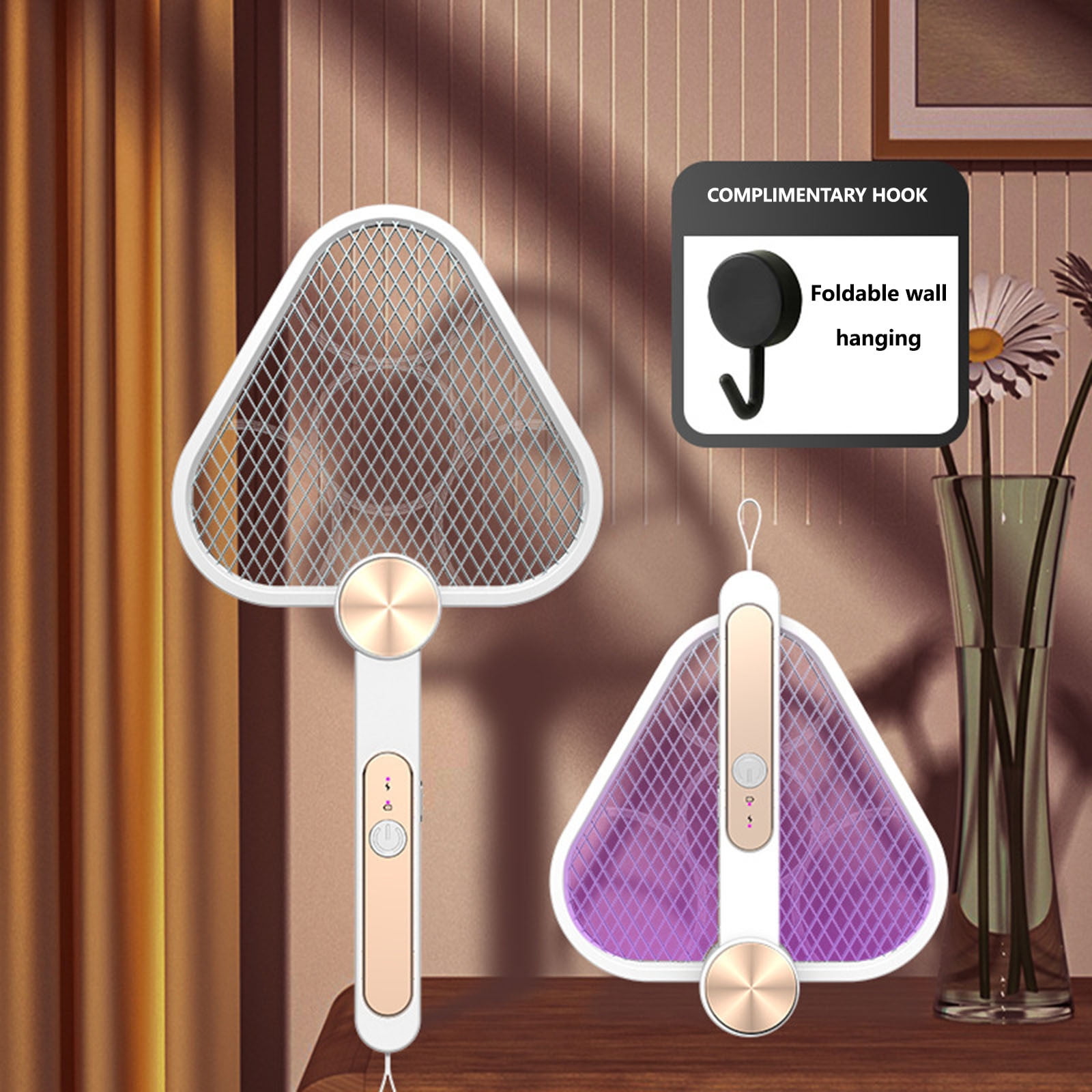 HBBKVI Fly Swatter, Foldable Bug Zapper Racket for Home Bedroom Kitchen ...