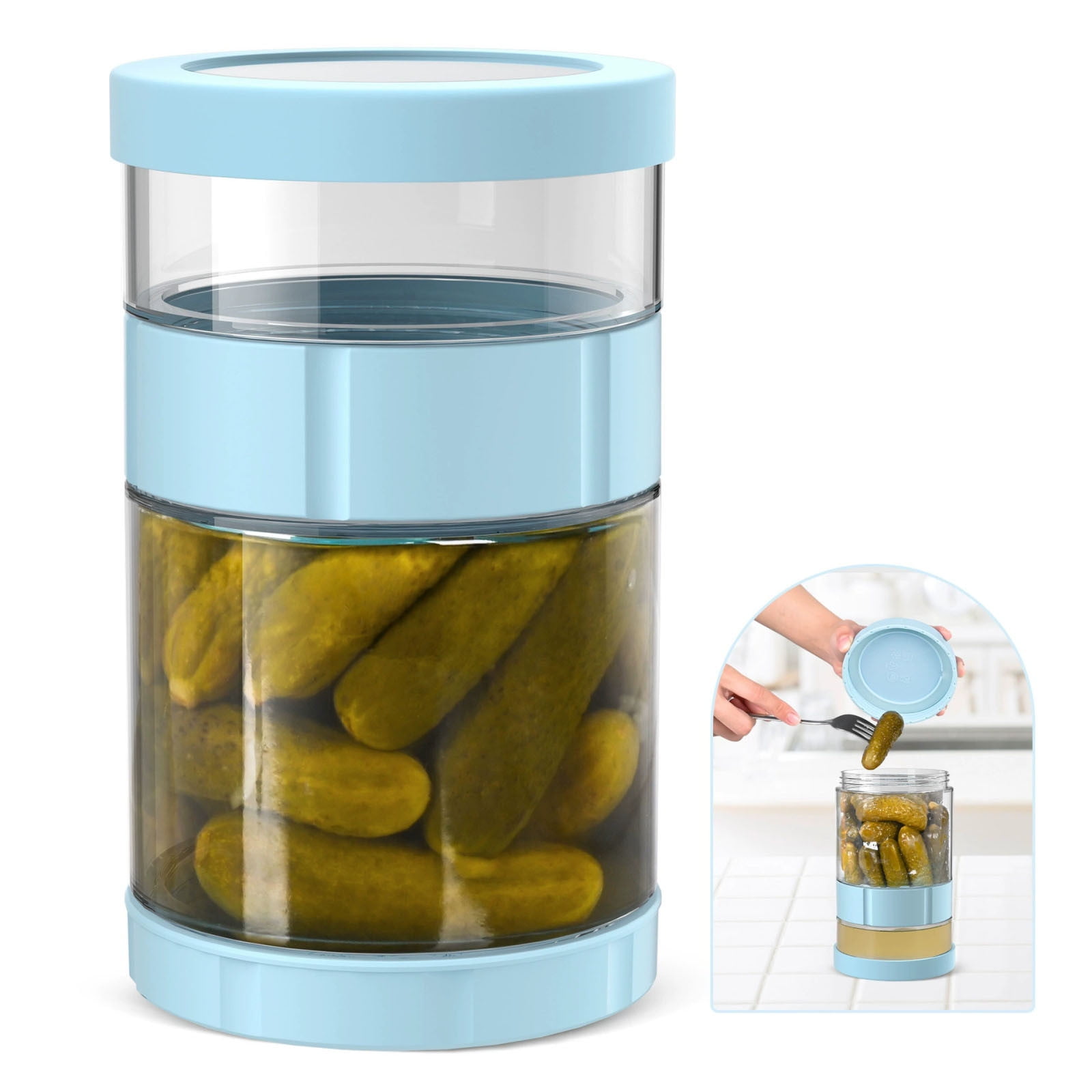HBBKVI Glass Pickle Jar with Built-in Strainer and Leakproof Airtight ...