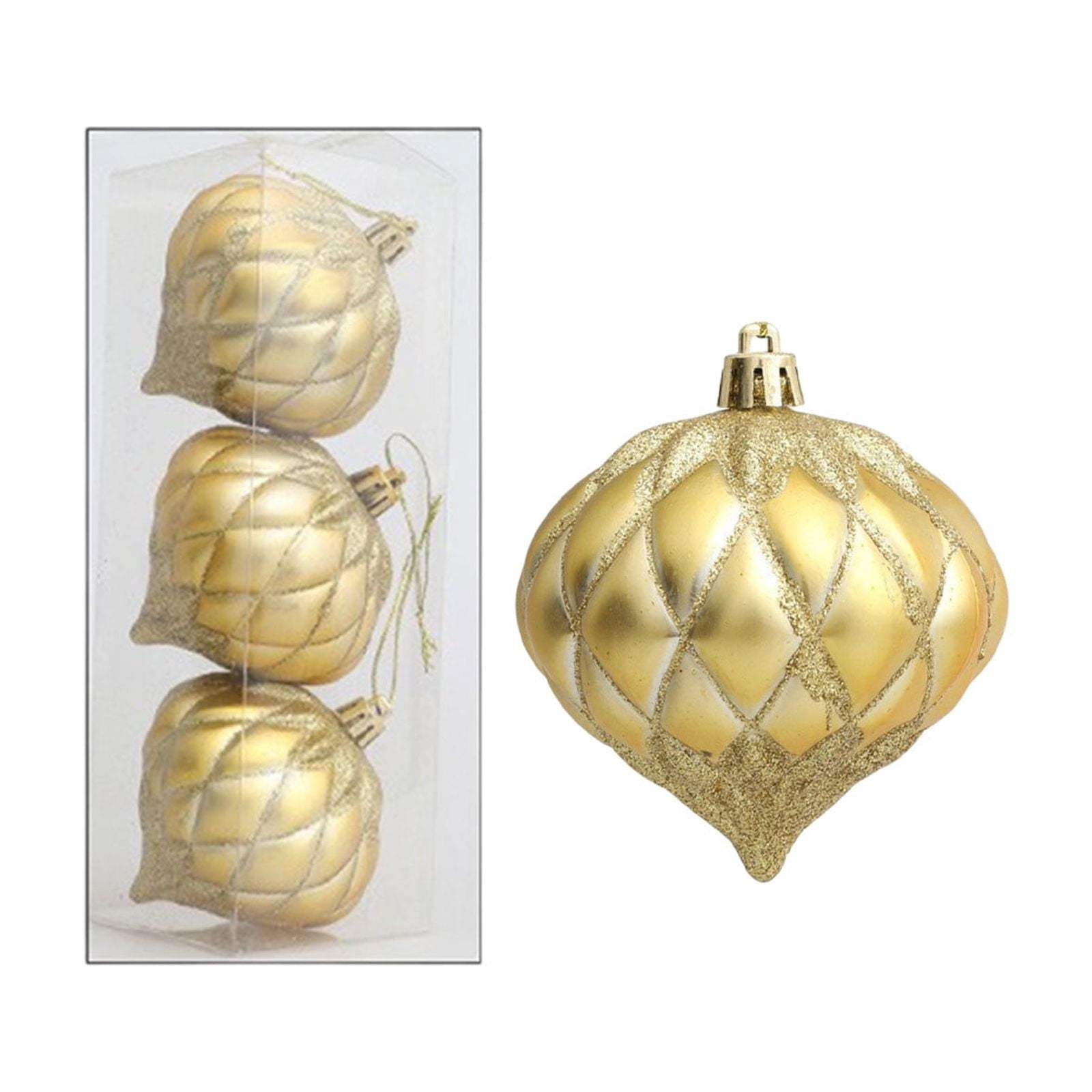 HBBKVI Gold Christmas Ball Ornaments, 6 Pcs Onion Head Shape Hanging ...