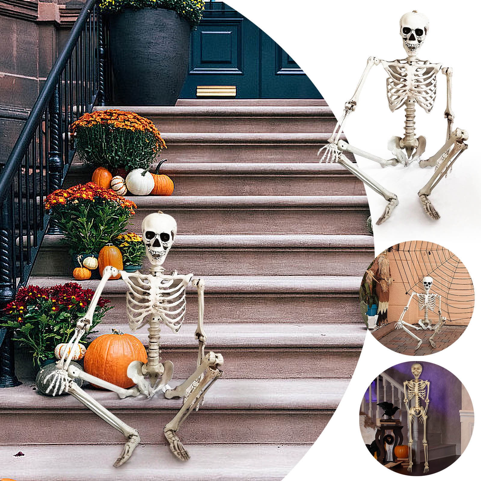 HBBKVI Halloween Decorations, 165cm Halloween Skeleton Prop Human Full ...