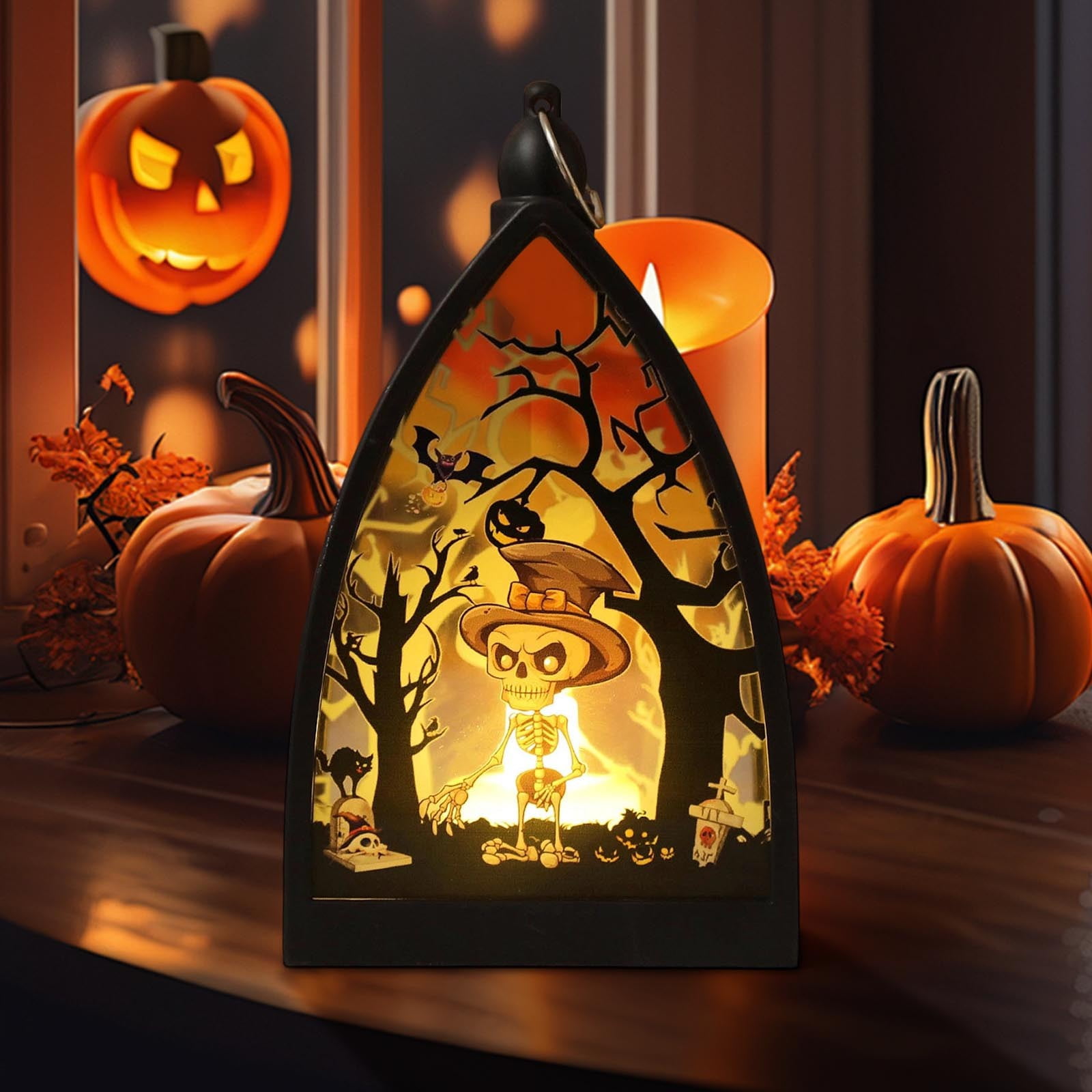 HBBKVI Halloween Decorations Halloween LED Triangles Lantern Electronic ...