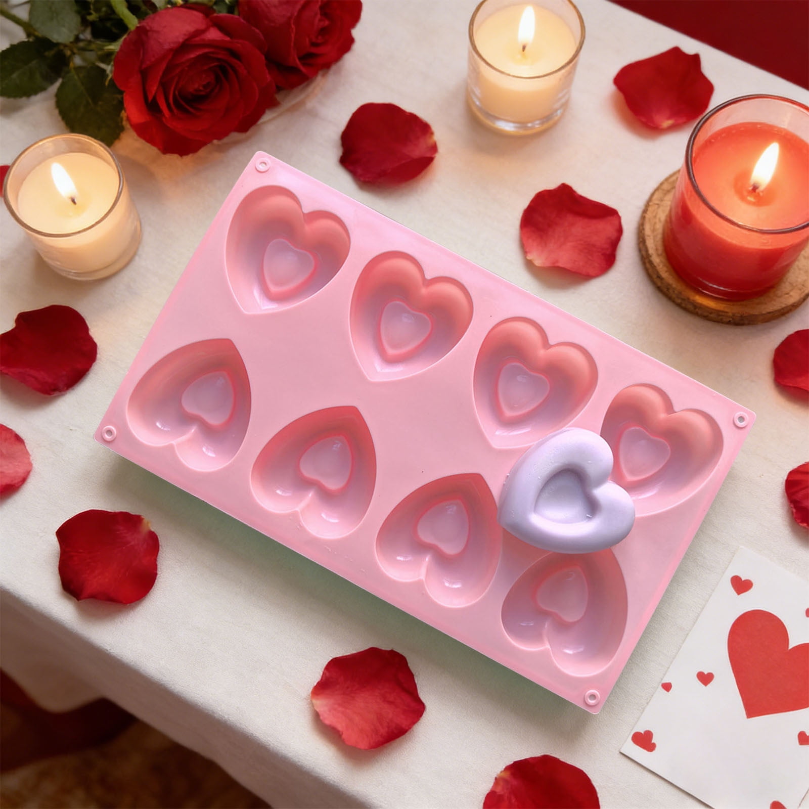 HBBKVI Handmade Heart Shaped 8 Cavity Silicone Mold for Chocolate Ice ...