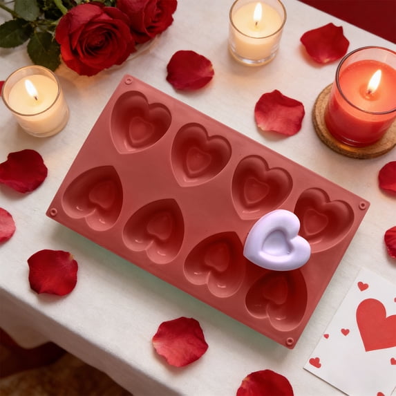 HBBKVI Handmade Heart Shaped 8 Cavity Silicone Mold for Chocolate Ice ...