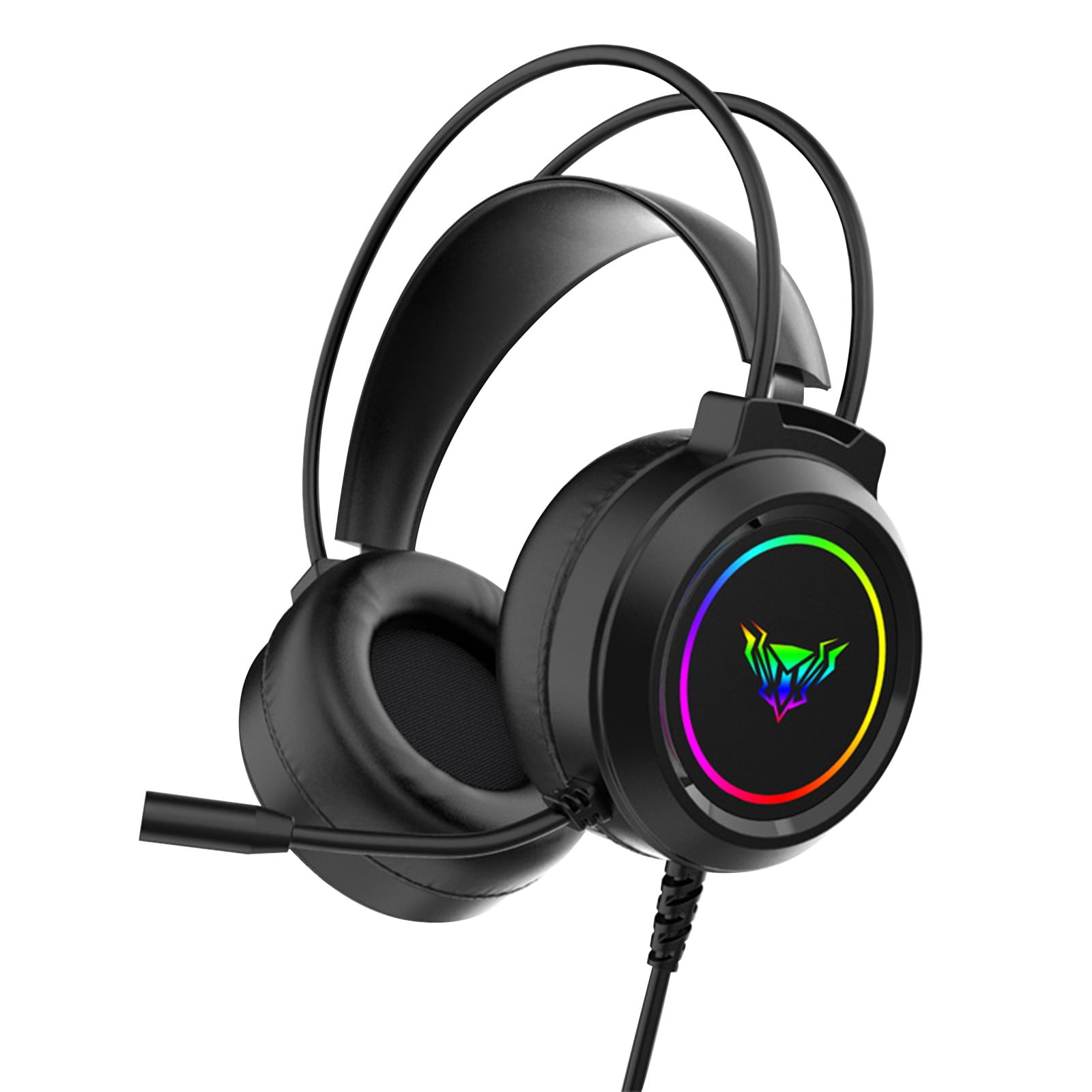 HBBKVI Headphones, USB Wired Headphones with Cool Lighting 50mm Large ...