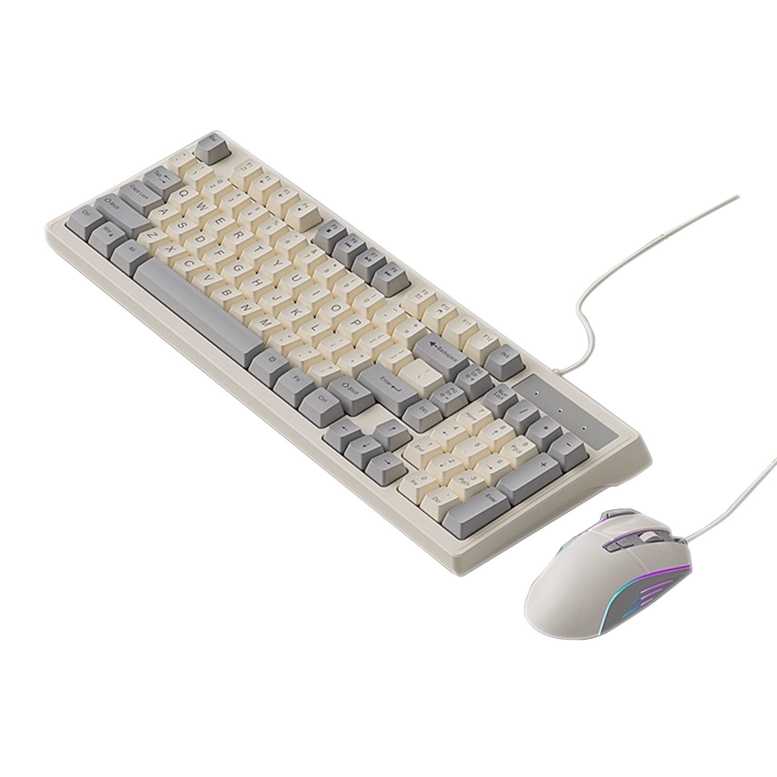 HBBKVI Keyboard and Mouse, RGB Lighting Effect Mechanical Feel Office ...