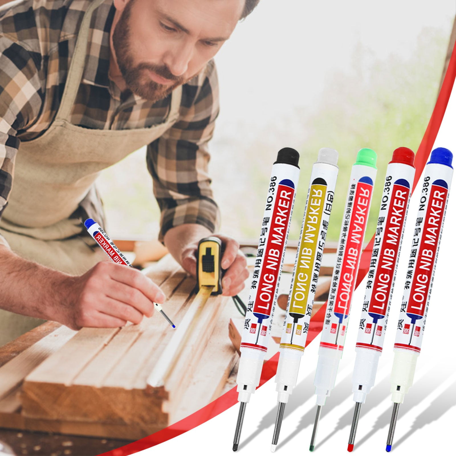 HBBKVI Long Head Marker Pen Color Marking Woodworking Tile Bathroom ...