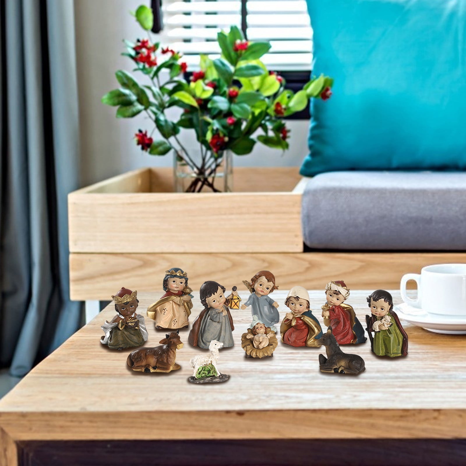 HBBKVI Manger Set Resin Crafts Ornaments Nativity Religious Gifts ...