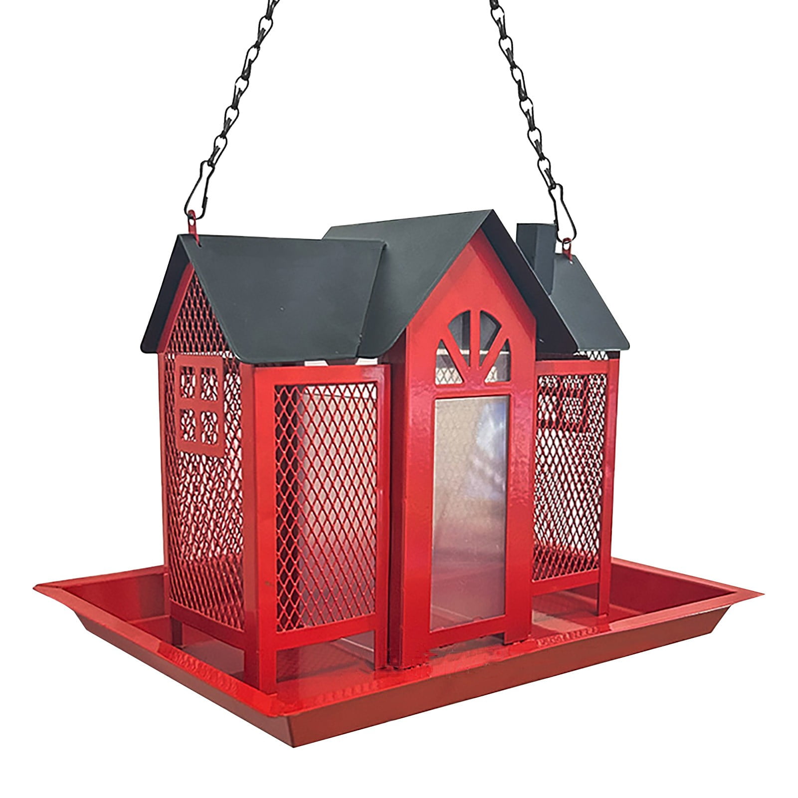 HBBKVI Metal House Bird Feeder, Squirrel-Proof Hopper Bird Feeders for ...
