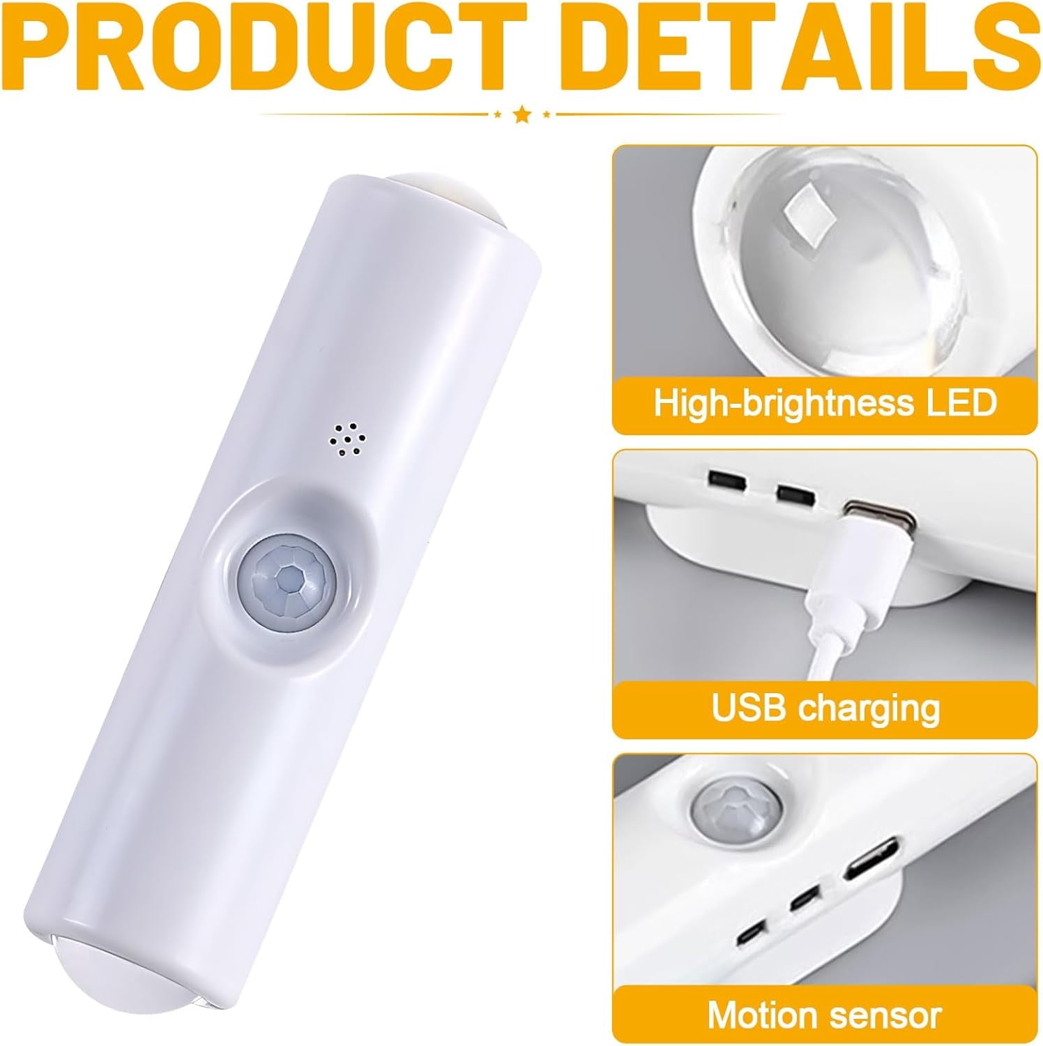 HBBKVI Motion Sensor Night Light, Rechargeable Magnetic LED Night Light ...